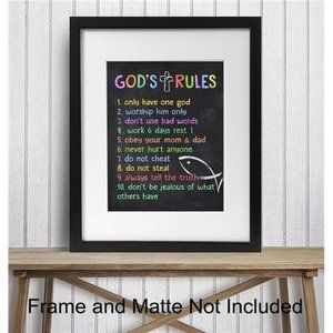 Wall Decor | Ten Commandments Wall Decor Christian Scripture 8x1 ...